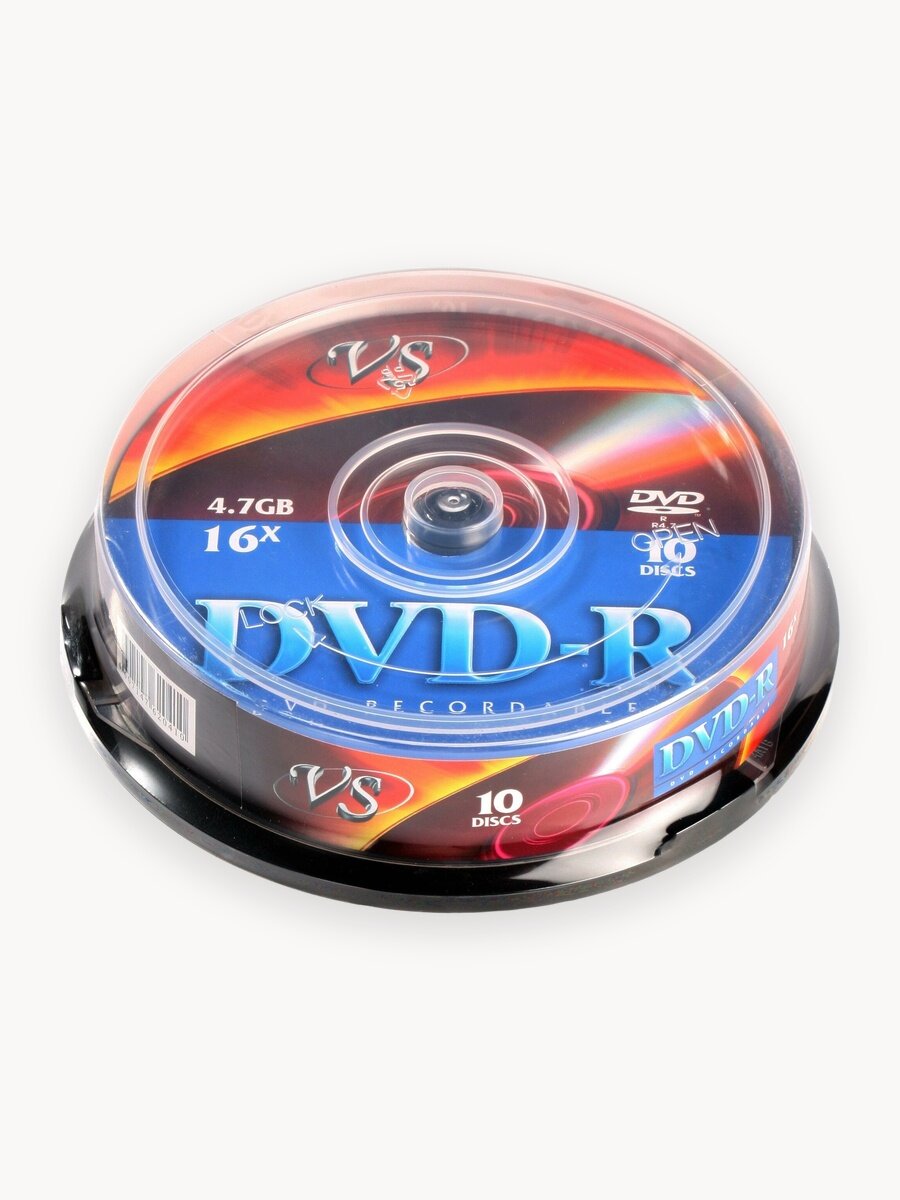 Диск для записи VS DVD-R 4,7 GB 16x CB/10, однократная запись, 10 штук