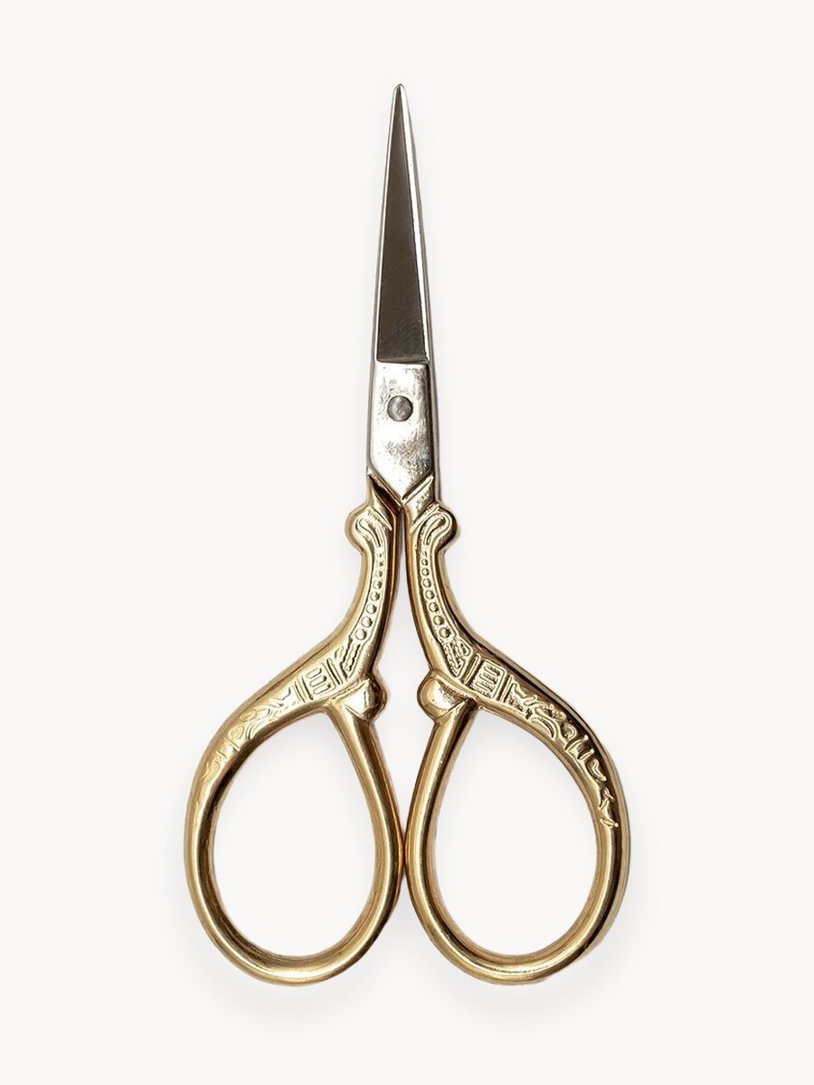 Ножницы для вышивания винтажные 9 см, цельнометаллические (цвет золото) арт. Р10123-3/2G