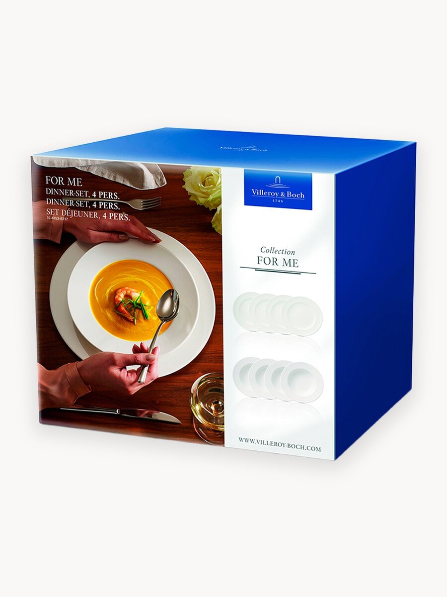 Набор посуды столовой из 8-ми тарелок, For Me, Villeroy & Boch, Премиум-Фарфор
