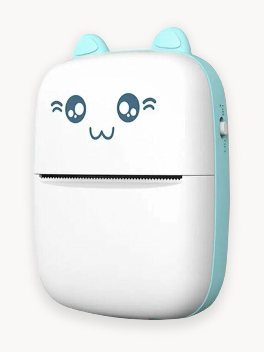 Беспроводной портативный, детский, мини-принтер для телефона, голубой