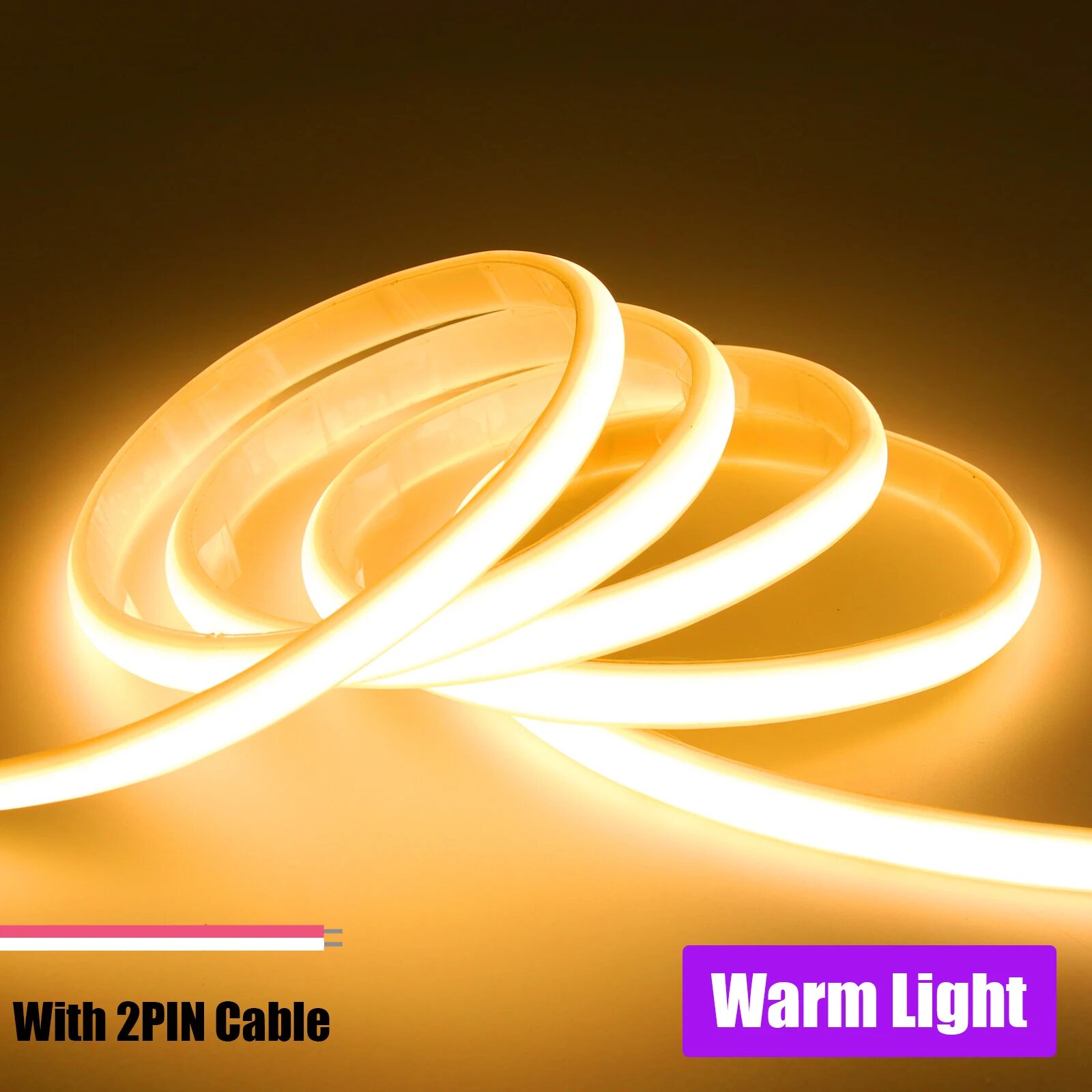 Светодиодная лента COB 12V Warm With 2PIN, 5M