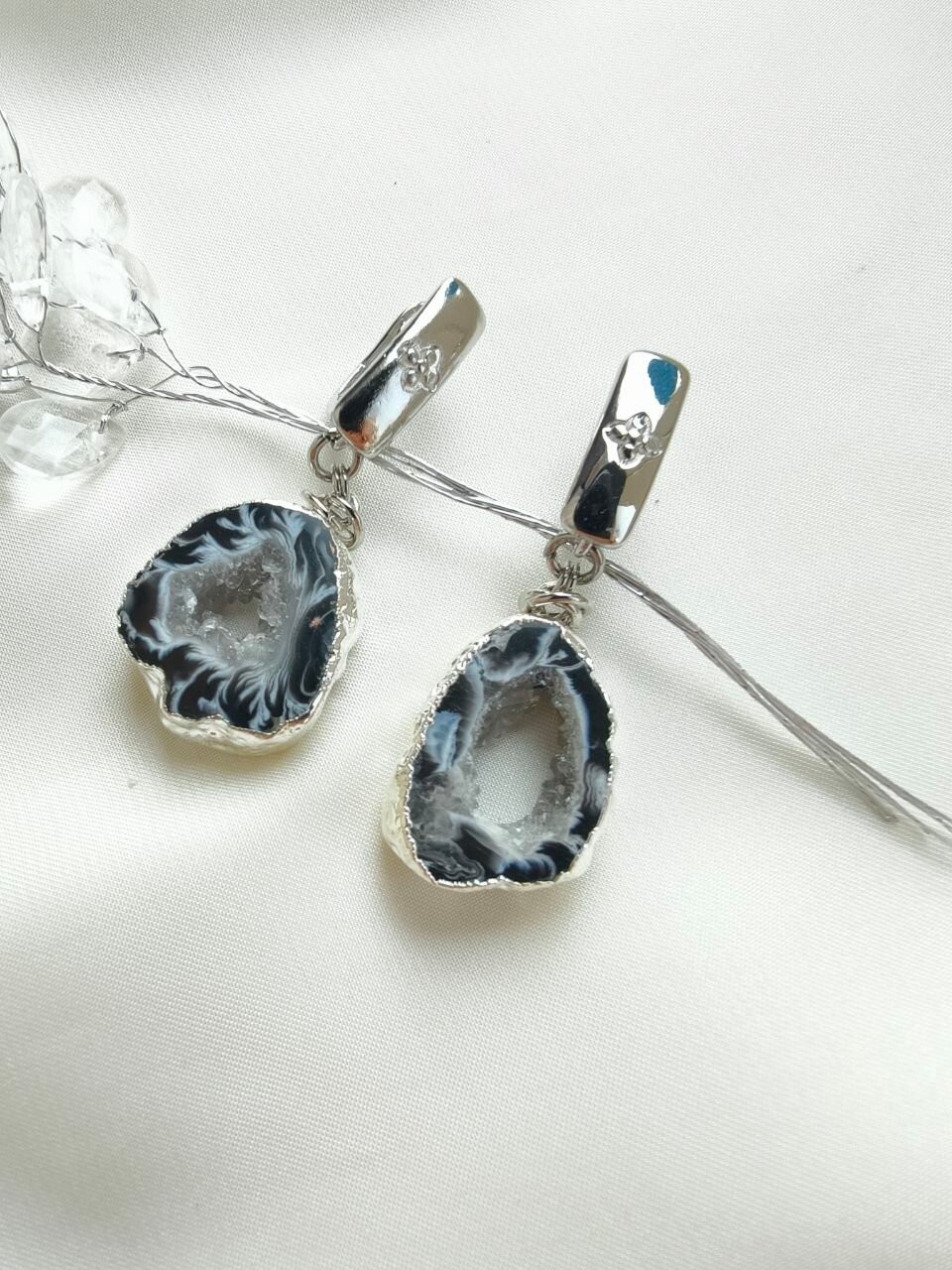 Серьги, агат