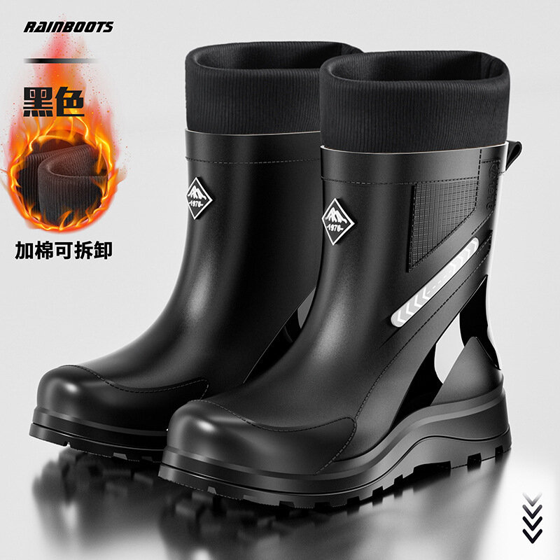 Мужские модные резиновые сапоги, удобные, универсальные ботинки на мягкой подошве для рыбалки на открытом воздухе, нескользящие кухонные ботинки, водонепроницаемые ботинки для мытья автомобилей. Размер обуви. EU:39