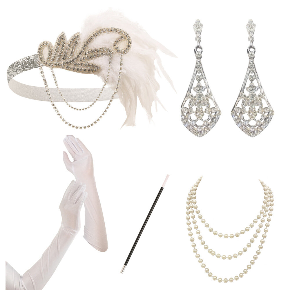 Женский головной убор для маскарада в стиле 1920-х годов, повязка на голову с перьями в стиле флаппер, аксессуар для вечеринки в стиле Гэтсби.