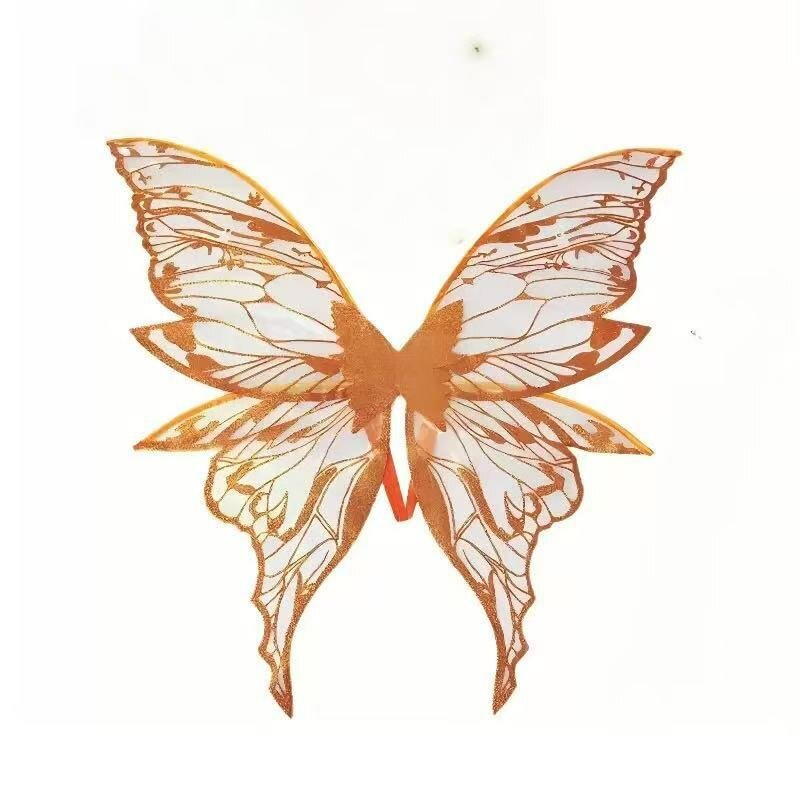 Новые большие золотые блестящие крылья бабочки являются незаменимым реквизитом для праздничных выступлений и фотосессий.