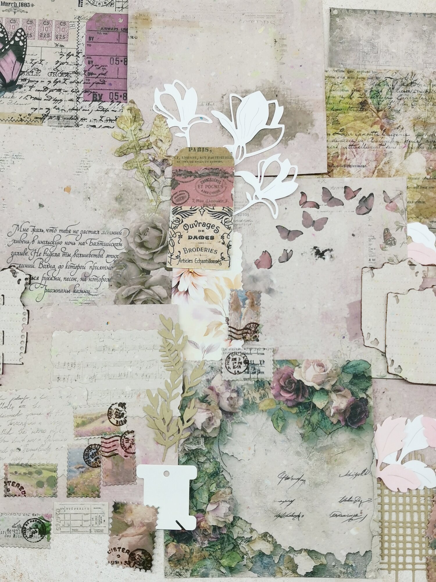 Набор бумаги и вырубки для творчества (скрапбукинга), комплект 54 элемента