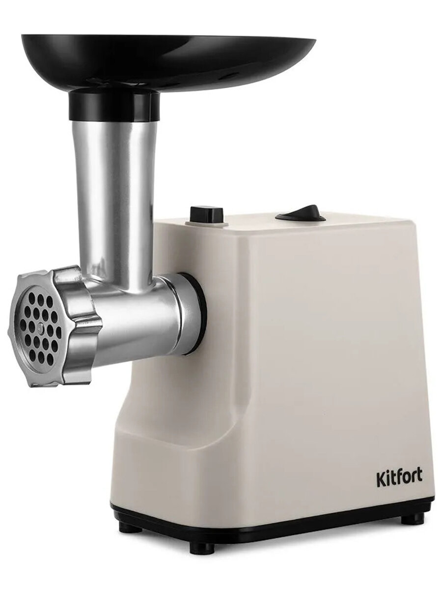 Мясорубка электрическая Kitfort KT-2126, 800 Вт, производительность 1.2 кг/мин, реверс, насадки для кеббе и колбас, бежевый