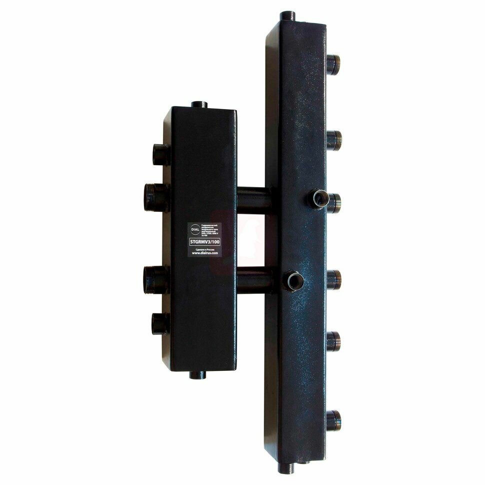 Гидравлический разделитель модульного типа вертикальный DIAL STEEL GRM V 3х40, 40 квт, гидрострелка 3 контура для систем отопления частного дома, сталь