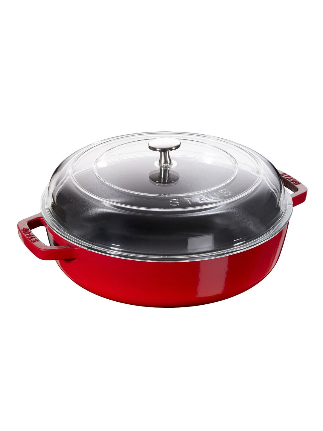 Сотейник чугунный с крышкой Staub 28см, вишневый, для индукции