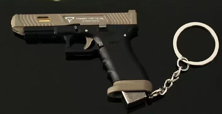 Брелок Glock 34, металл, с функцией разборки и сборки, коричнево-черный комбинированный цвет