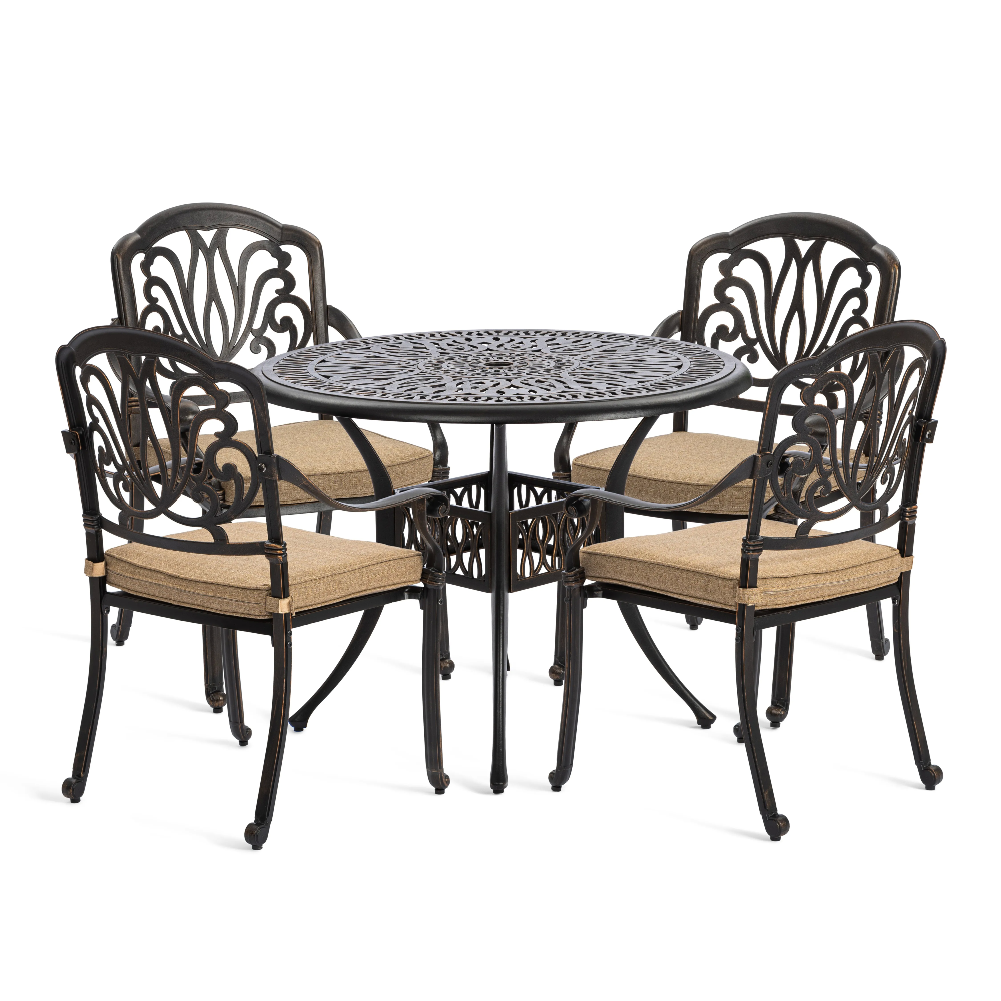 Комплект Secret De Maison Quartet/Квартет Tetchair бежевый, ткань и металл и дерево, мягкое сиденье, с подлокотниками