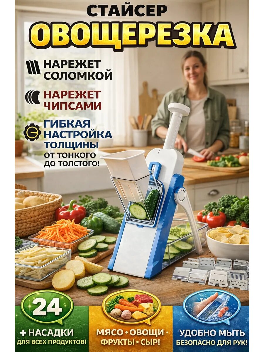 Ручная овощерезка многофункциональная терка слайсер