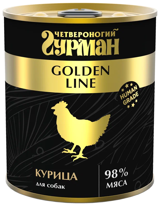 Четвероногий Гурман Golden консервы для собак Курица натуральная в желе 340г