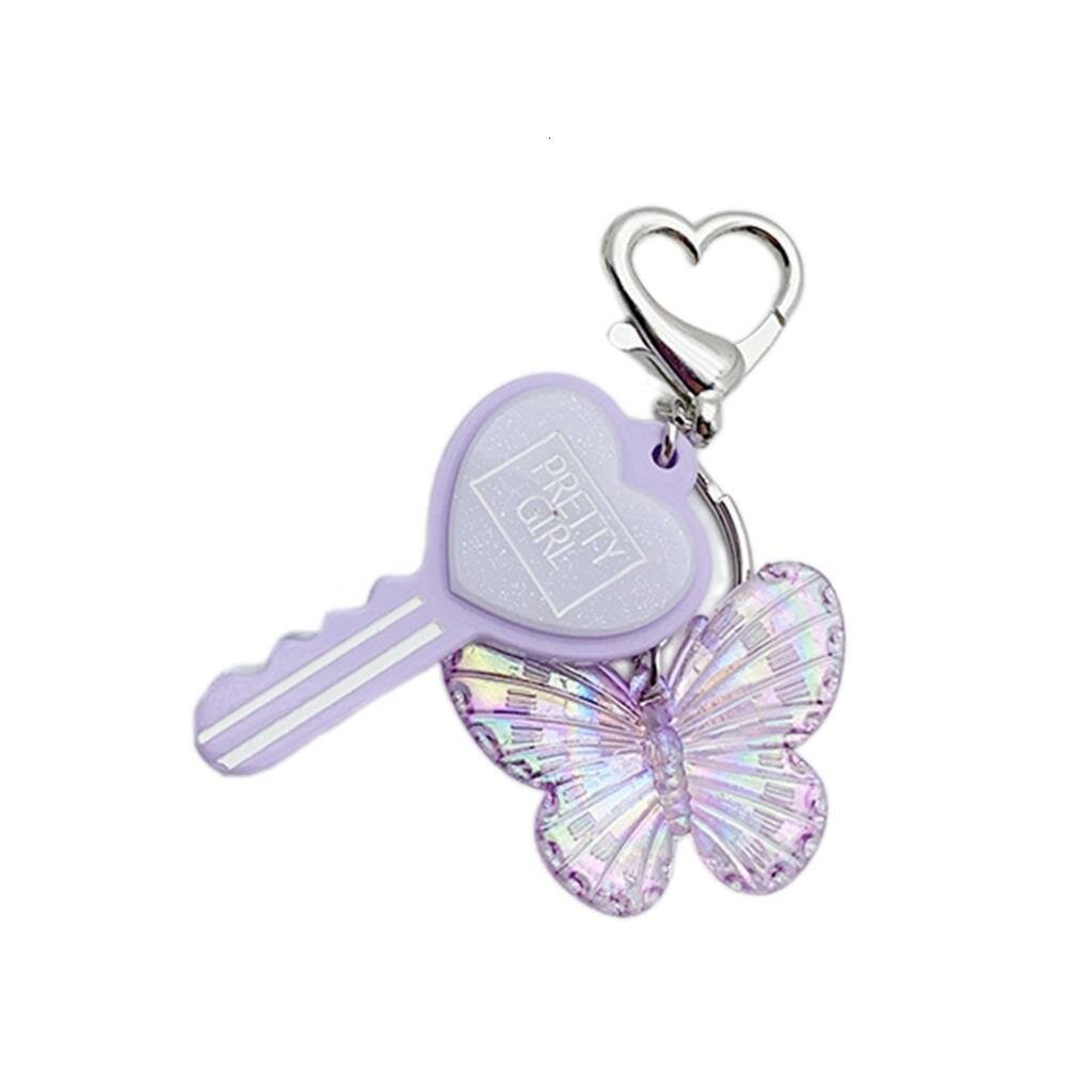 Резиновый брелок-сердце с бабочкой, Фиолетовый