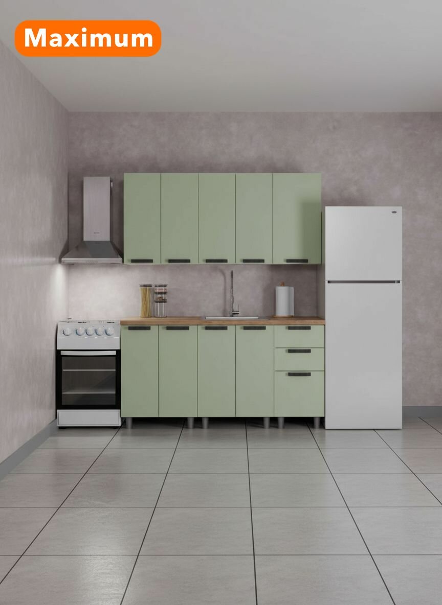 Кухня "Осака" 1,6м, светло-зеленый