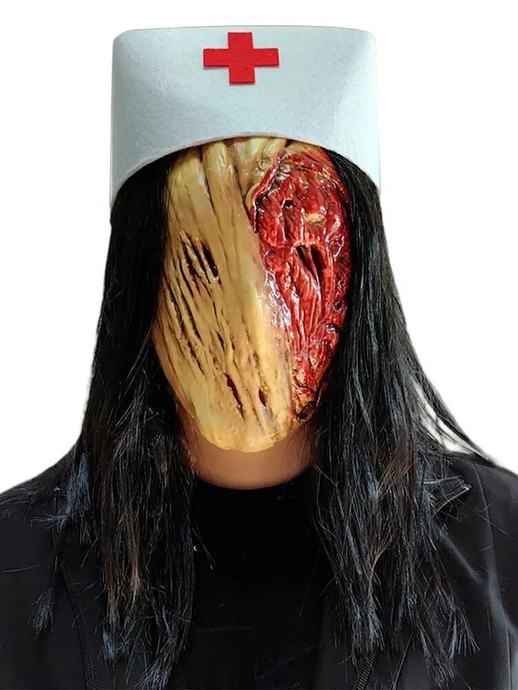 Страшная маска медсестры Silent Hill косплей Латексная маска на Хэллоуин