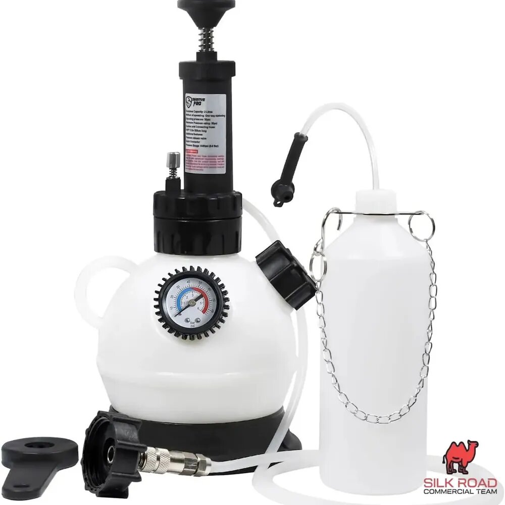 Ручной бачок для тормозной жидкости 2л с манометром для тормозной системы