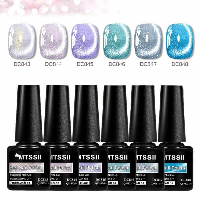 Набор магнитного кошачьего геля с блёстками 6 шт, 42 мл