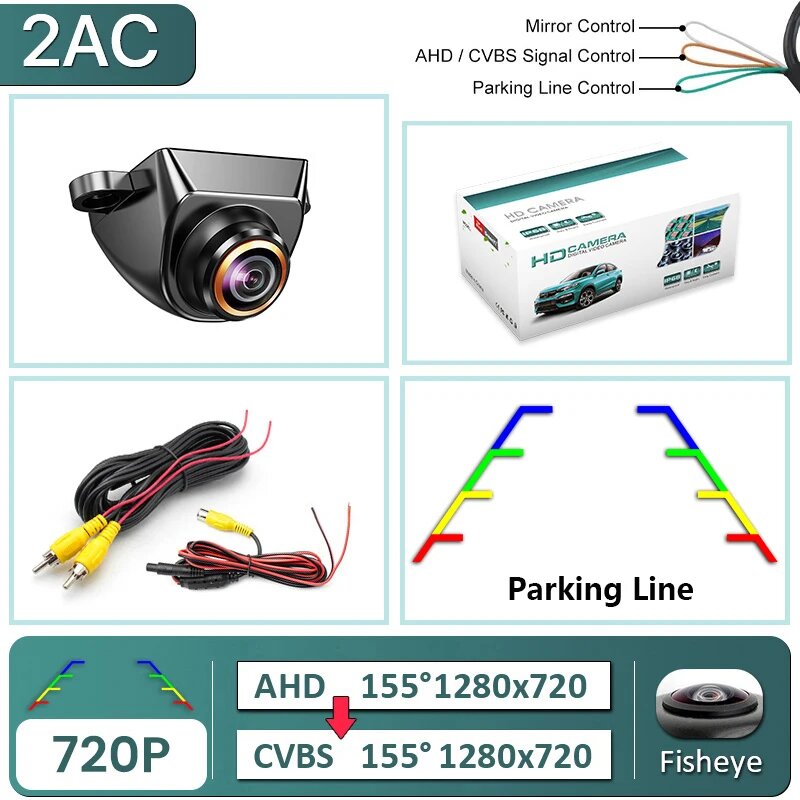 Камера заднего вида GreenYi AHD 1080P с углом обзора градусов и функцией ночного Black-CVBS-AHD720P