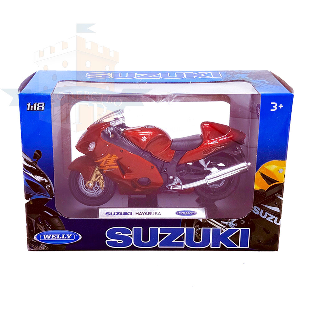 Мотоцикл Welly Suzuki Hayabusa, красный, 1:18, арт.12828PW, коллекционный
