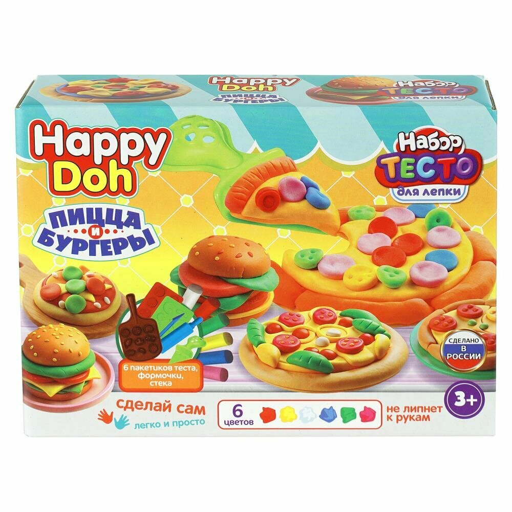 Набор с тестом для лепки Бургер и пицца, 24 см, Happy Doh HAPPY DOH PDSET-126281-BPIZ