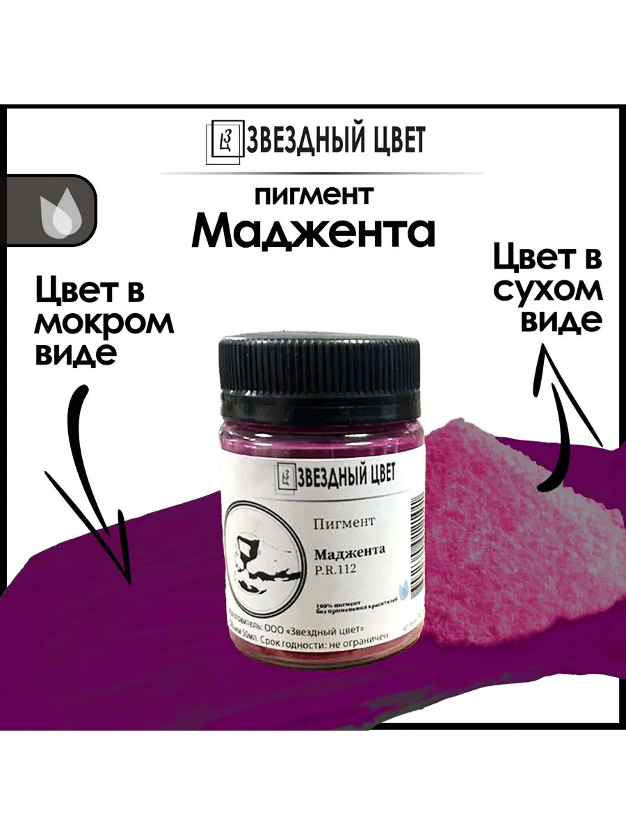 Пигмент "Маджента" 50мл для красок, подкрашивания, эпоксидных смол