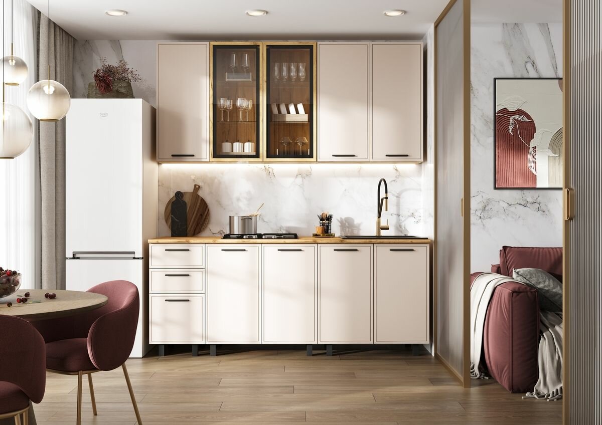 Кухня Бьянка 2,0/900 м. Кашемир, Дуб Крафт