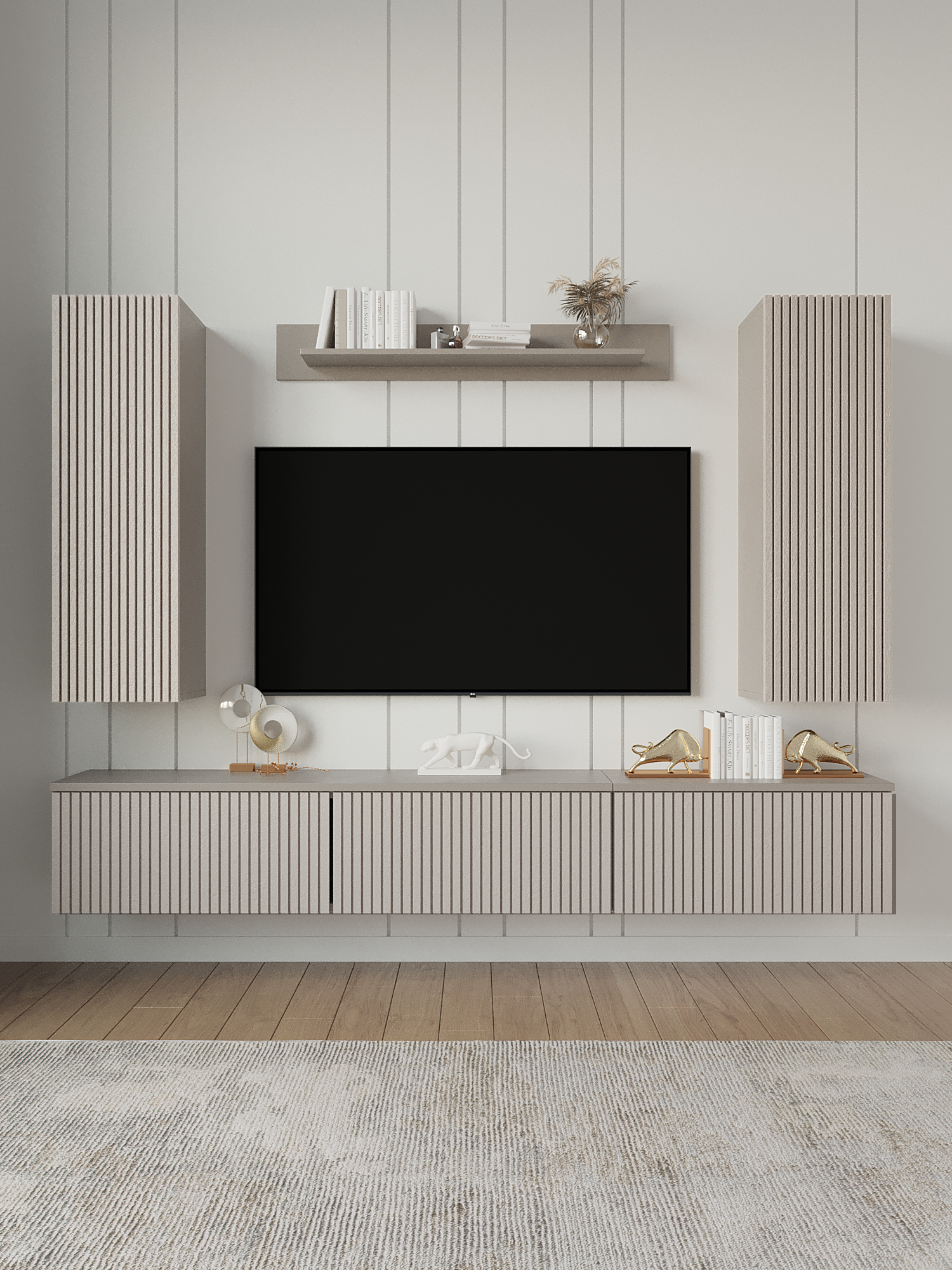 Модульная стенка ORBIS 2, современное исполнение, для гостиной, длина 206 см, Велюр