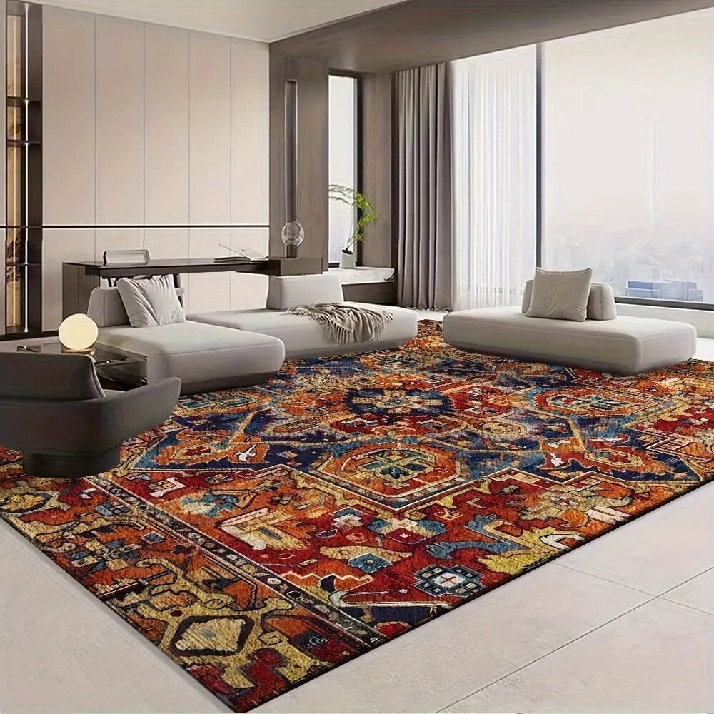 Ковер дорожка 180x250 см винтажный ковер для гостиной и спальни красный оранжевый абстрактный