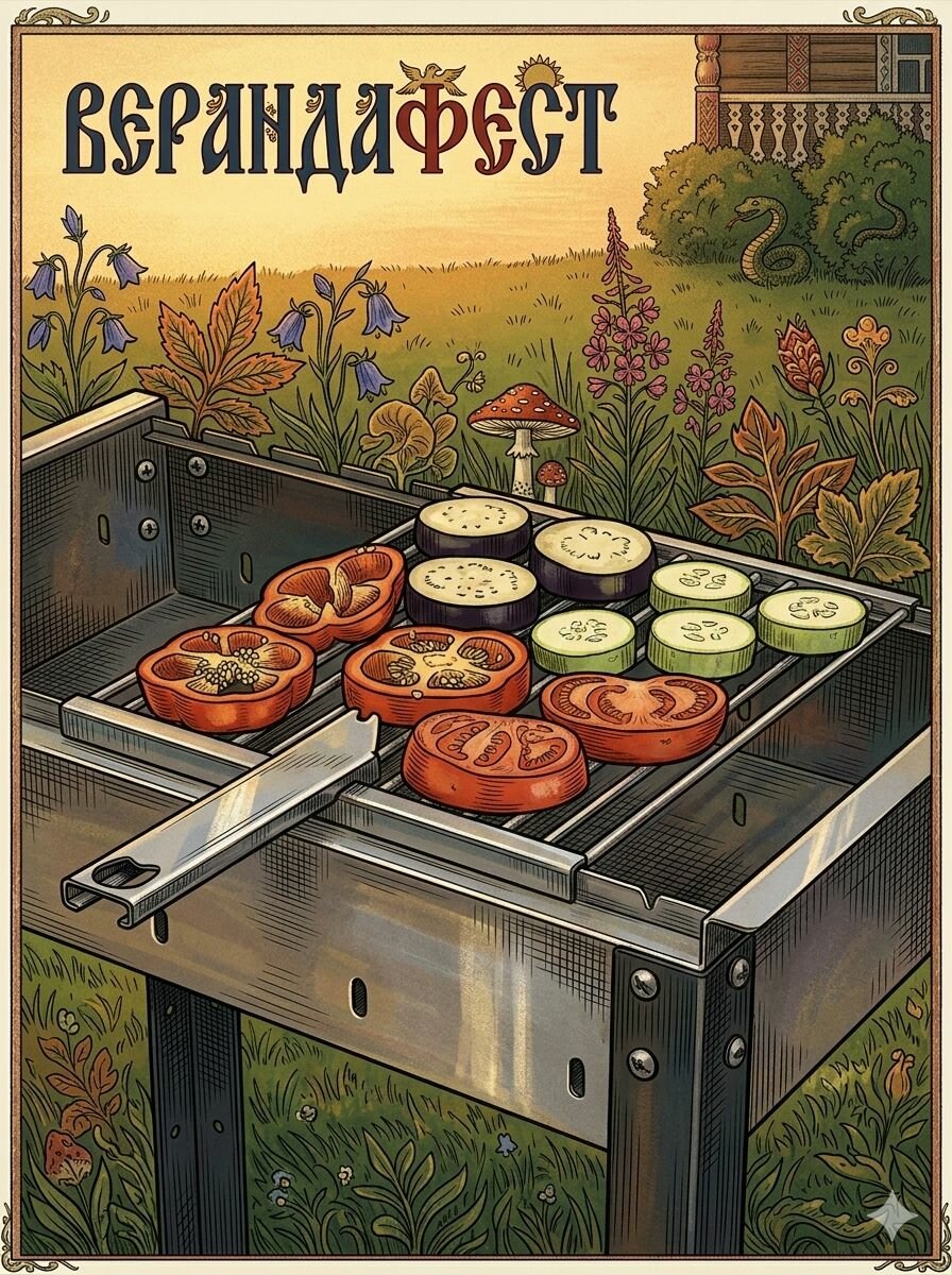 VERANDA: Садовая Кухня - Решётка для Мангала длина 30 см из Нержавеющей Стали, 14 Прутков 6 мм