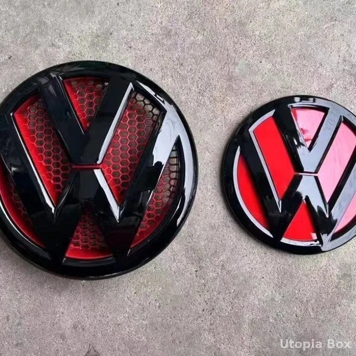 Эмблема Volkswagen для автомобиля T5, черная глянцевая, ABS пластик, логотип, для крыла и багажника — фото 1