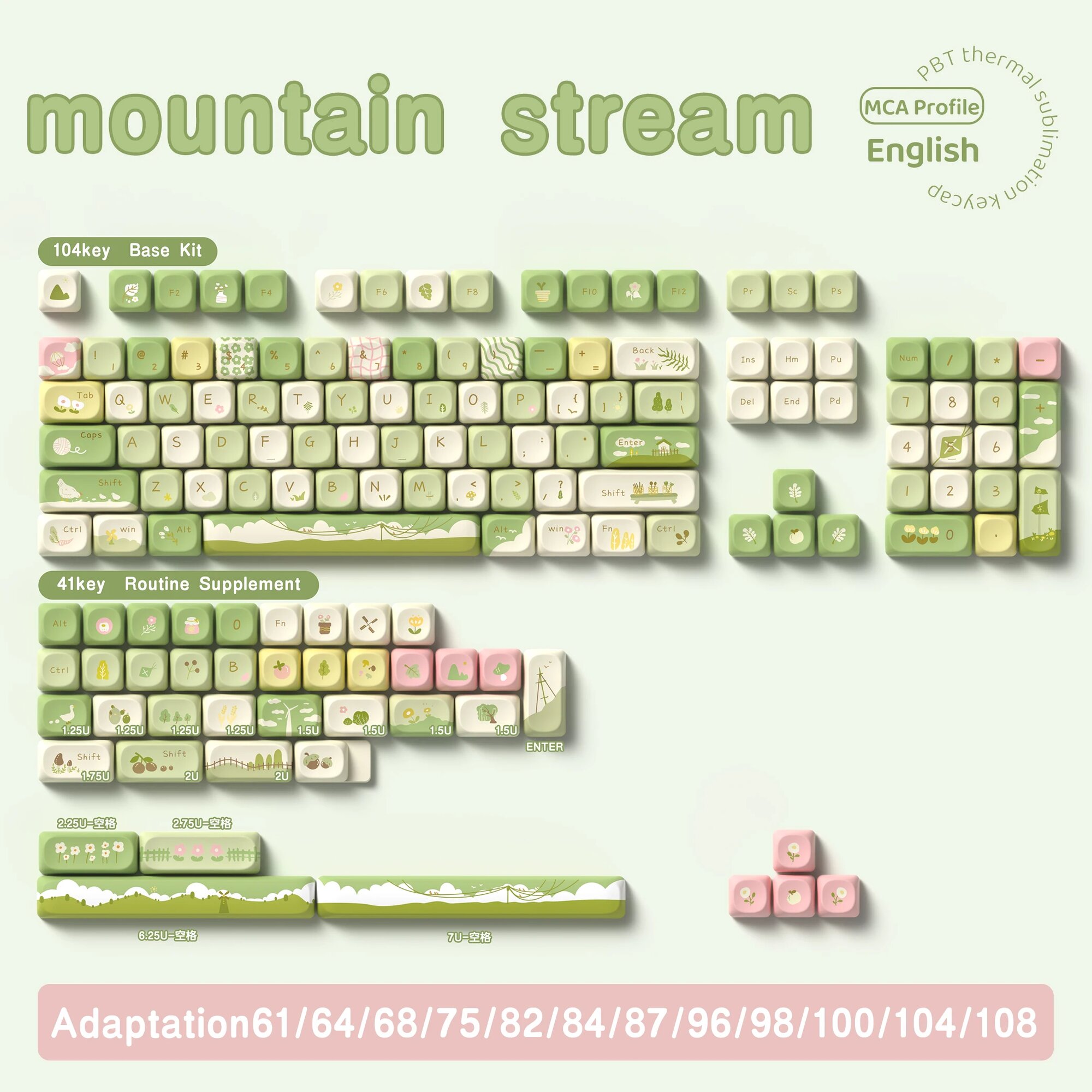 Readson 145 клавиш зелёный профиль MOA PBT для Cherry MX Switch 01