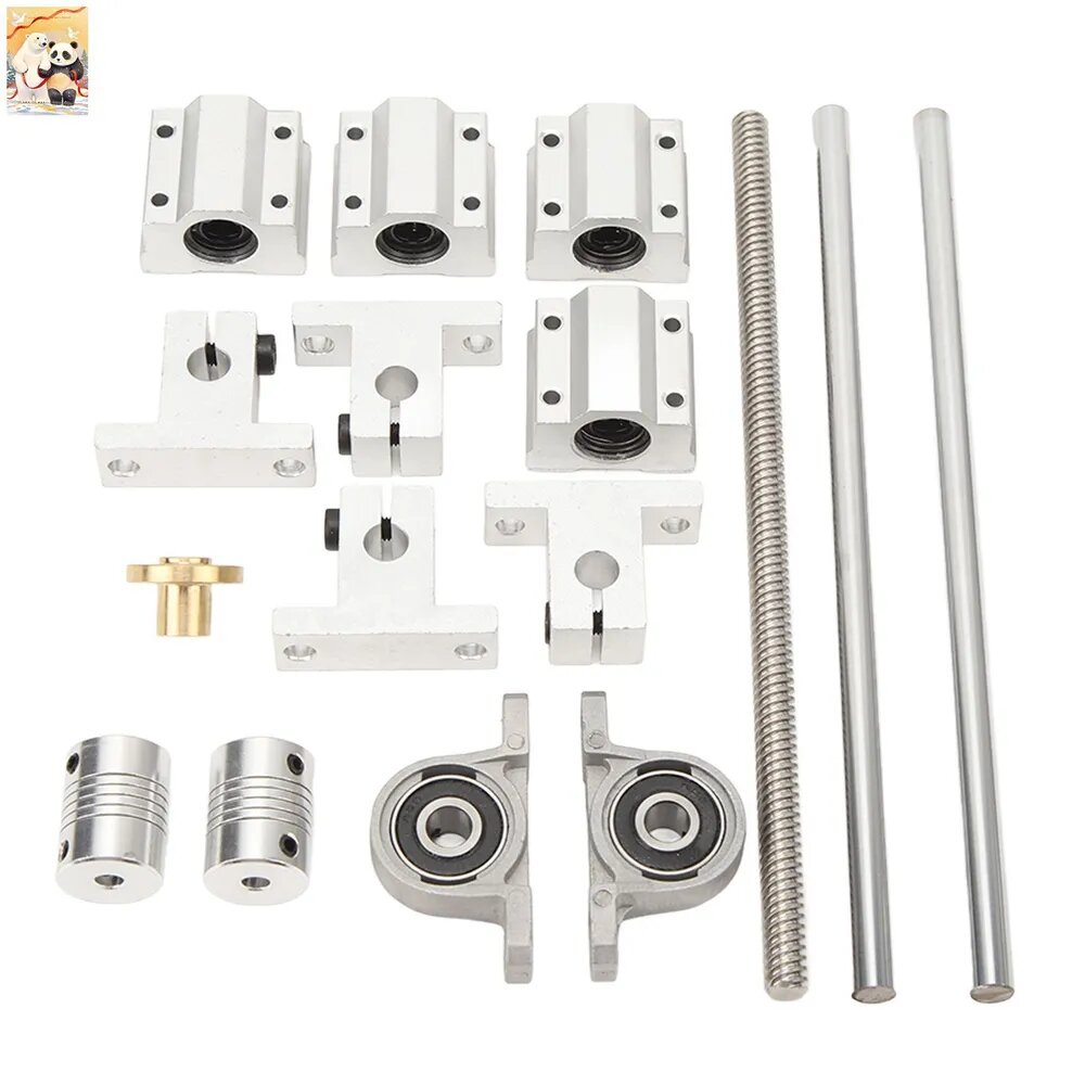 Вал направляющего стержня линейного перемещения T8x8 с ходовым винтом Опора вала SC8UU Блок подшипников скольжения Гибкая муфта вала 8-500
