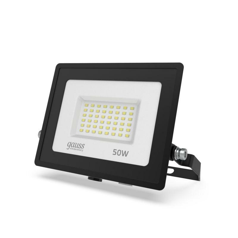 Прожектор светодиодный Elementary 50Вт 6500К IP65 4250лм 200-240В до промо G2 черн. GAUSS 613100350P