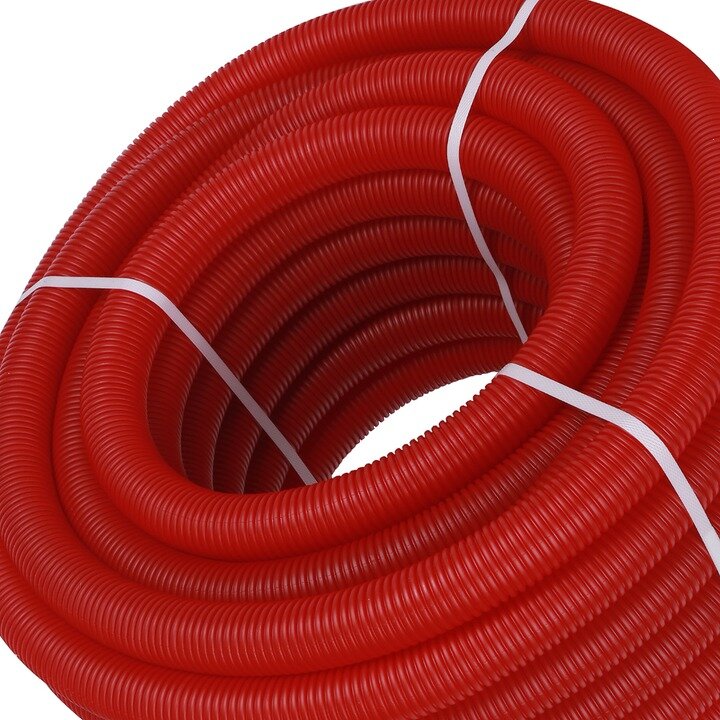 Труба гофрированная ПНД, цвет красный, наружным диаметром 40 мм для труб диаметром 32 мм