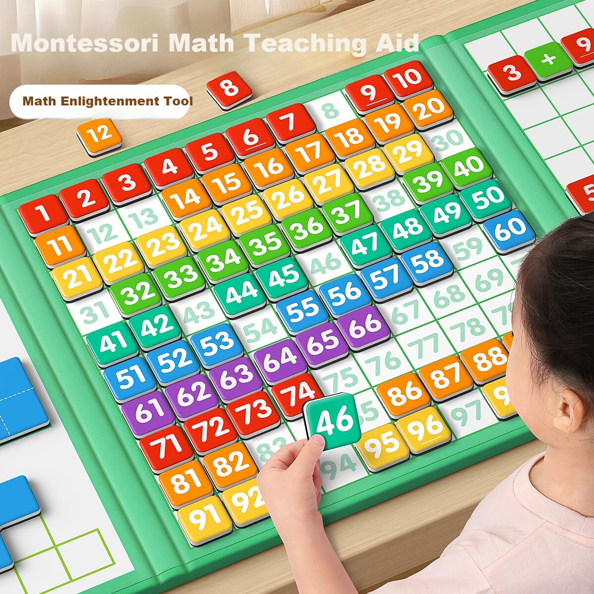 Соумэйд Магнитная доска с цифрами Обучающая математическая игра для детей 3-6 лет Монтессори-помощник Цвет：Магнитная