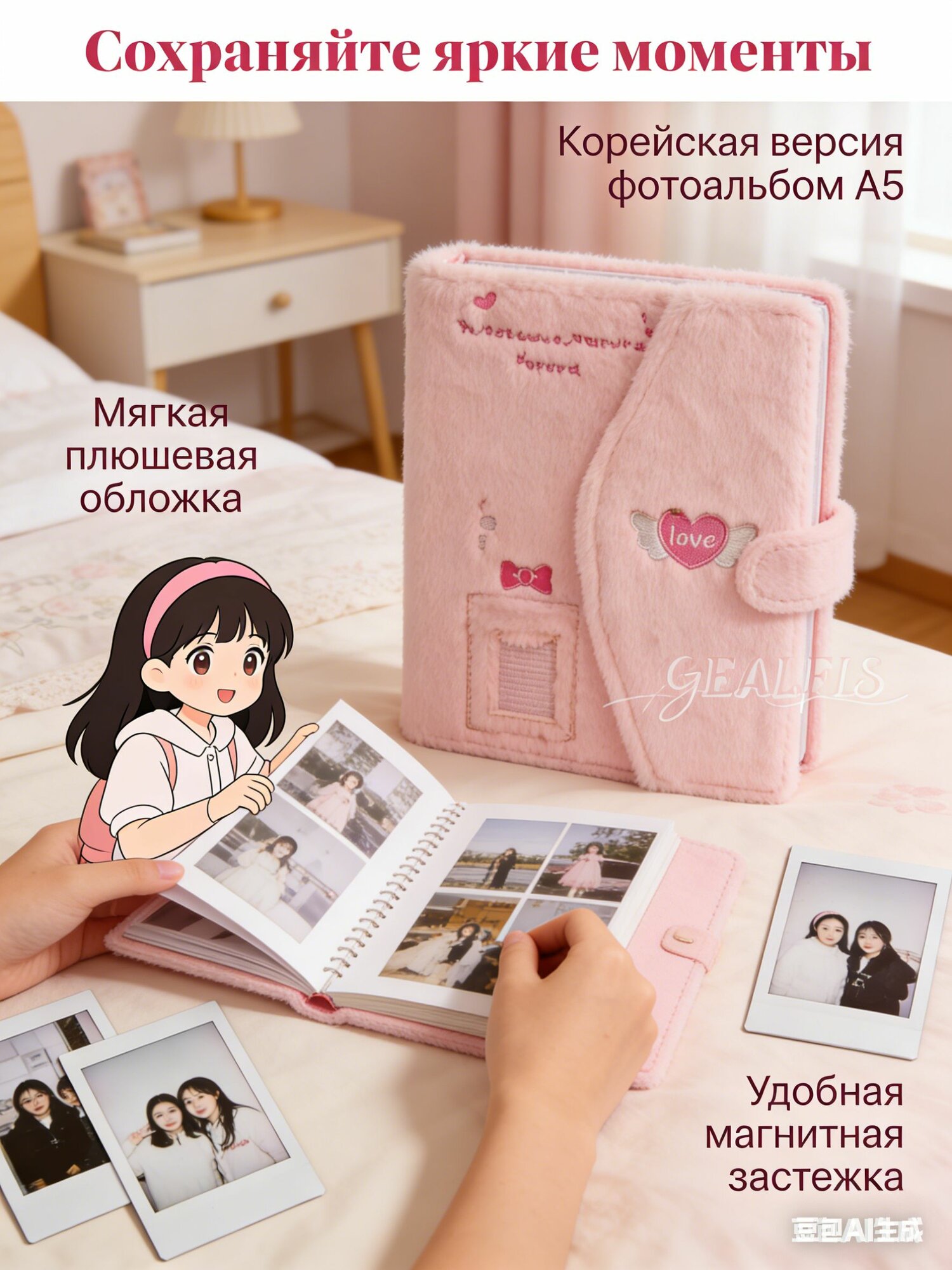 Корейская версия формата А5, плюшевый фотоальбом с мультяшной бабочкой, магнитная книжка-открытка "все включено", трехдюймовая