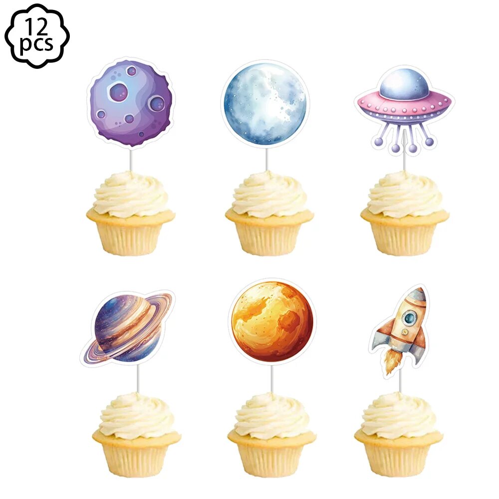 Гирлянда для вечеринки в космическом стиле XMSJ 12pcs Cake Topper