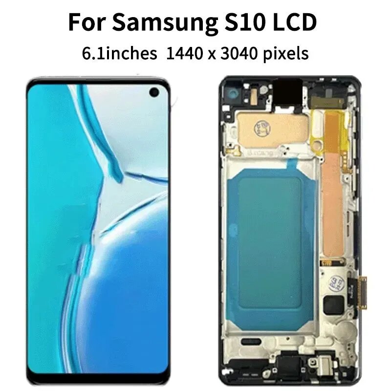 6.1-дюймовый TFT LCD для Samsung Galaxy S10, G973F/DS, LCD дисплей с рамкой, сенсорный экран, сборка панели дигитайзера, серебристый
