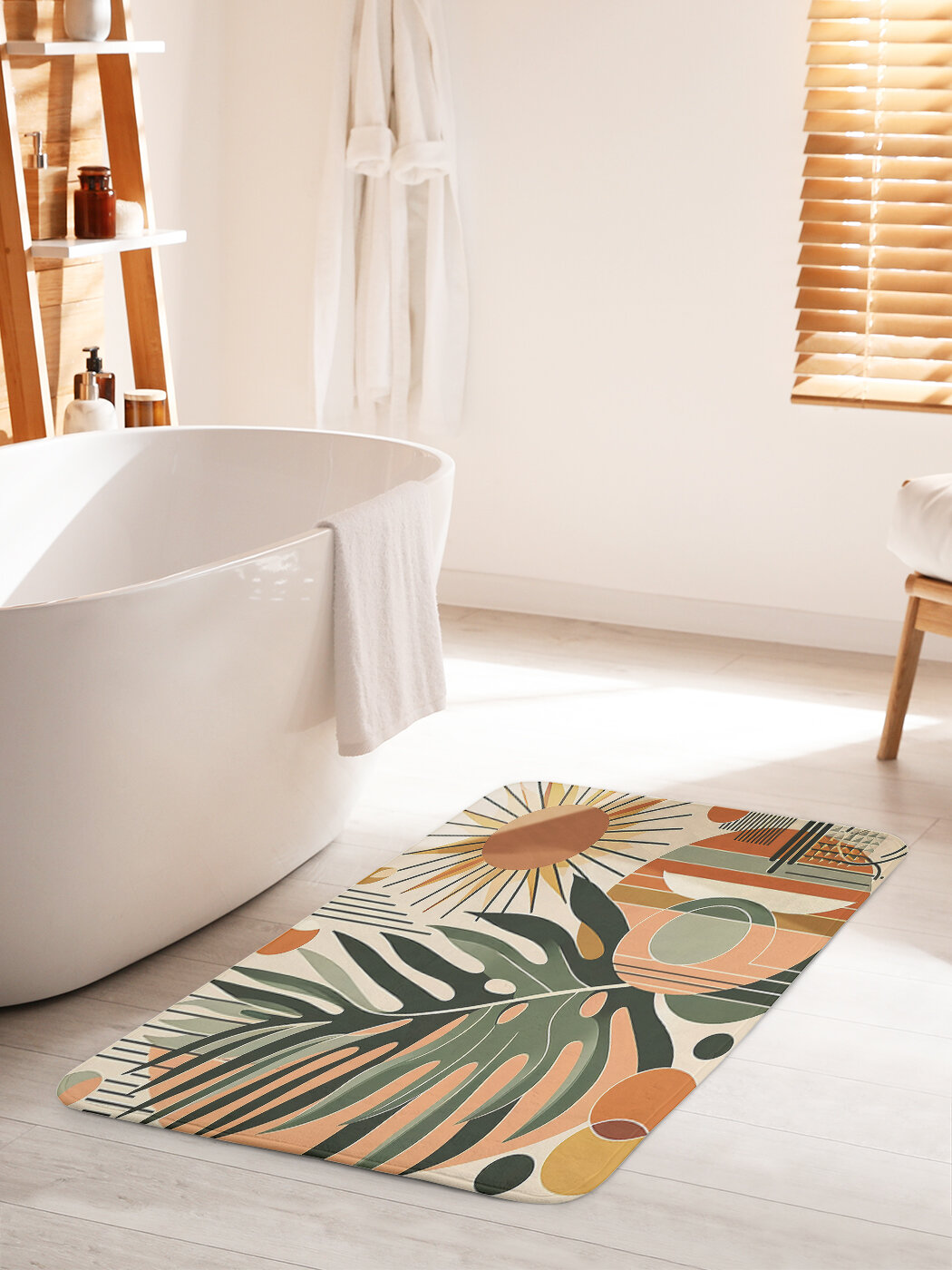 Коврик для ванной комнаты и туалета противоскользящий "Солнечный папоротник" 60х100 см, JoyArty