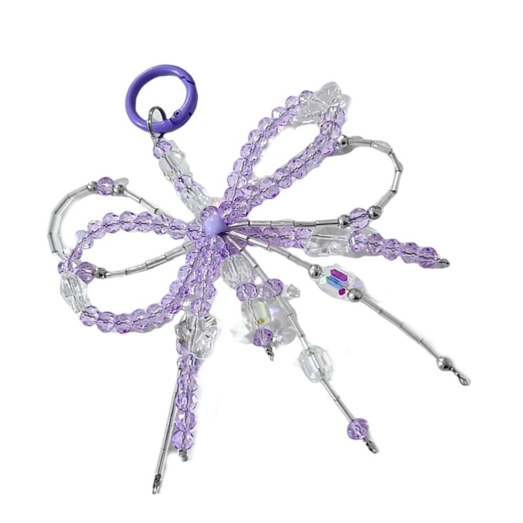 Бусинный брелок-бантик, Фиолетовый