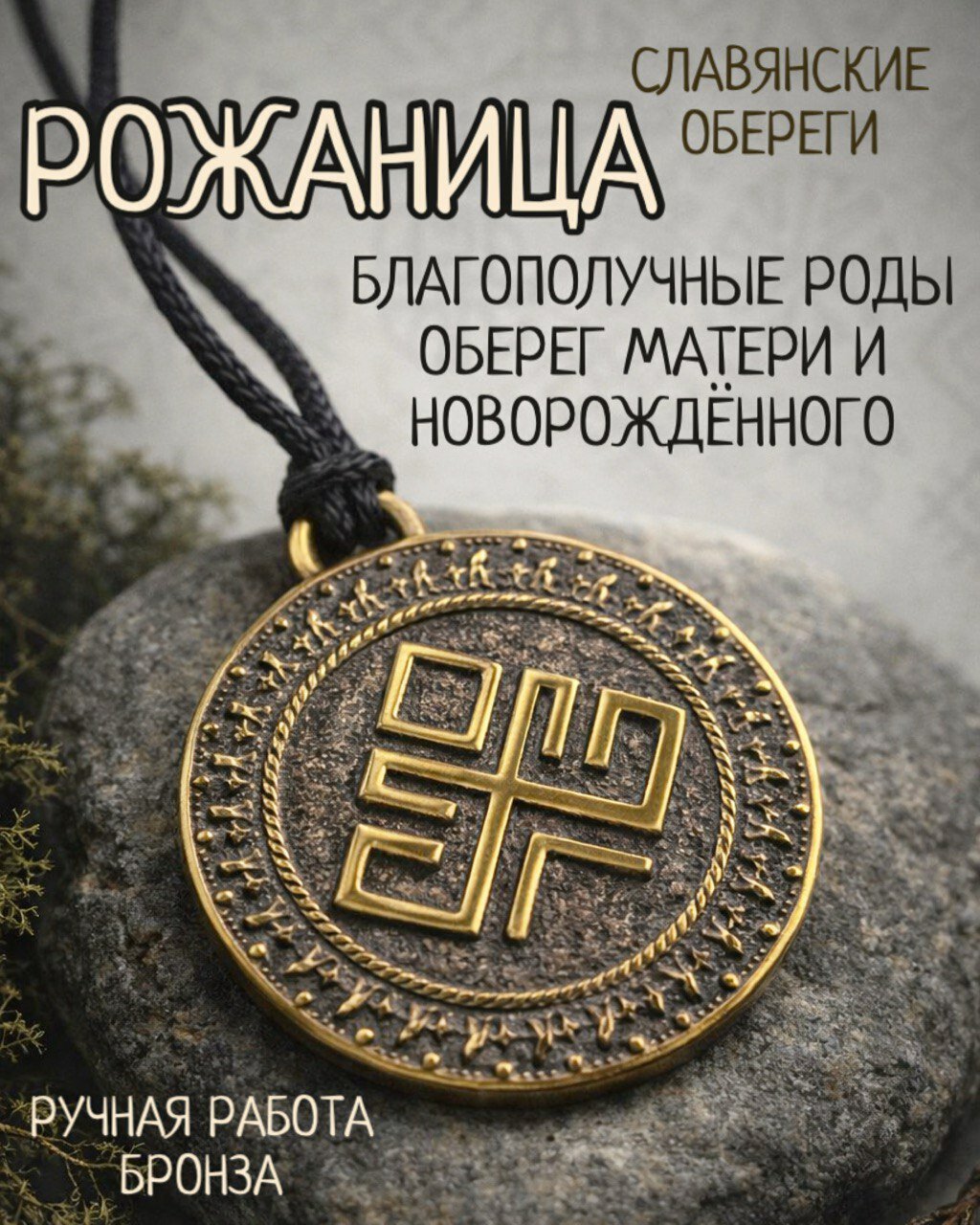Славянский оберег на шею. Амулет. Рожаница. Талисман. Бронза
