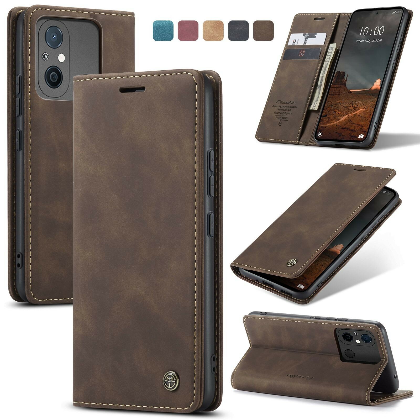 Чехол-книжка MyPads для Xiaomi Redmi 12C, Redmi 11A и Poco C55 с бумажником и визитницей, шоколадный