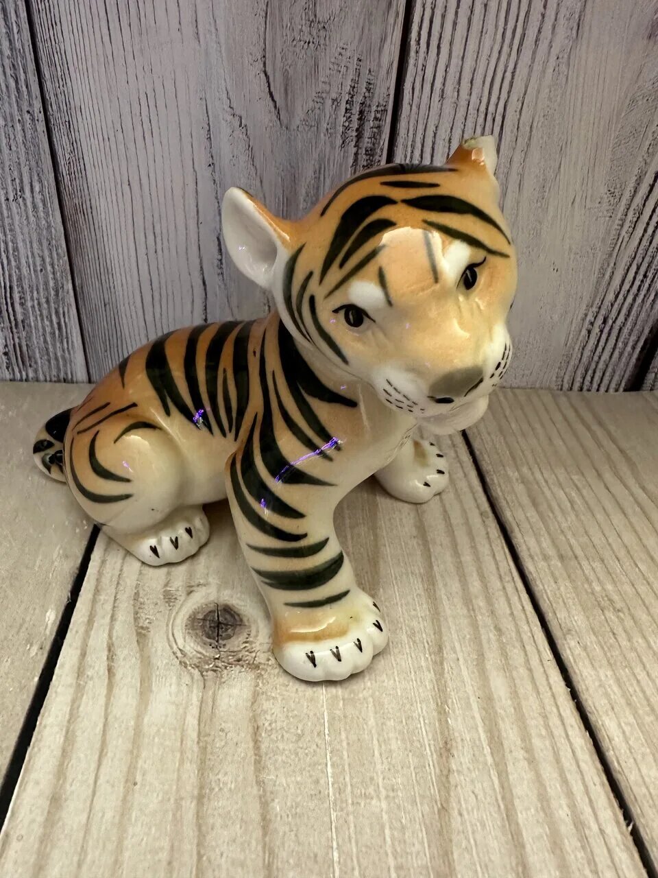 Статуэтка Тигрёнок Фарфор Лфз 70 годы винтажная интересная