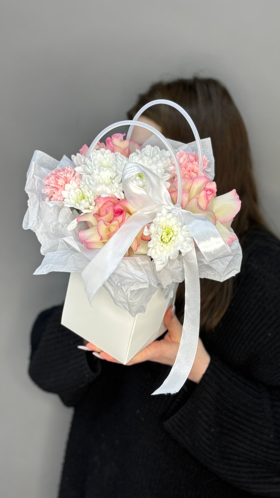 Сумочка цветочная "Букетный Стиль", с хризантемой и розами