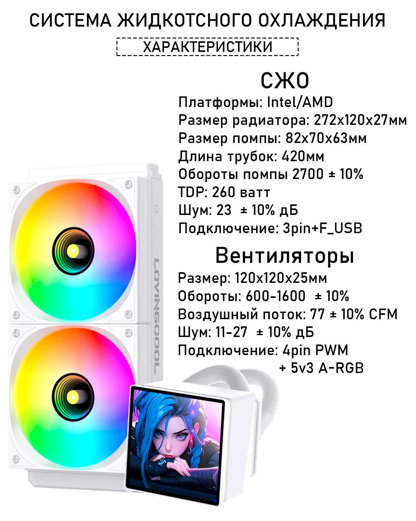 Система жидкостного охлаждения LovingCool DP-01 - 240, чёрный, TDP 245 ватт