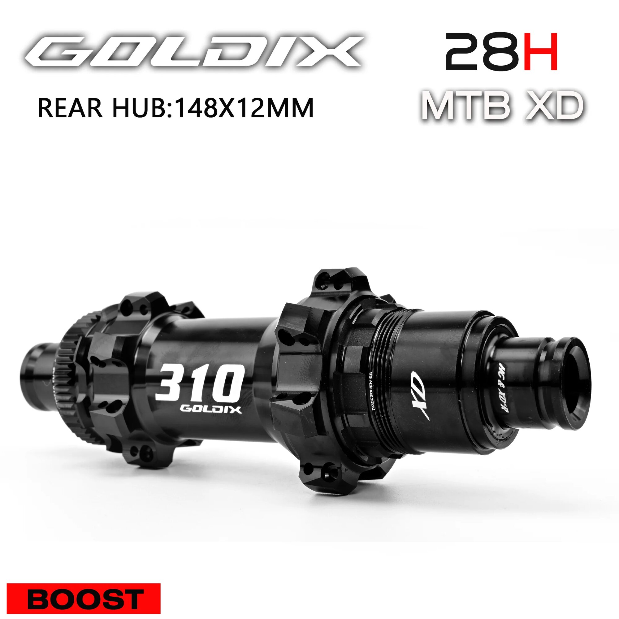 GOLDIX GDX-310 Втулка для велосипеда MTB 28H черная Rear 148X12 XD