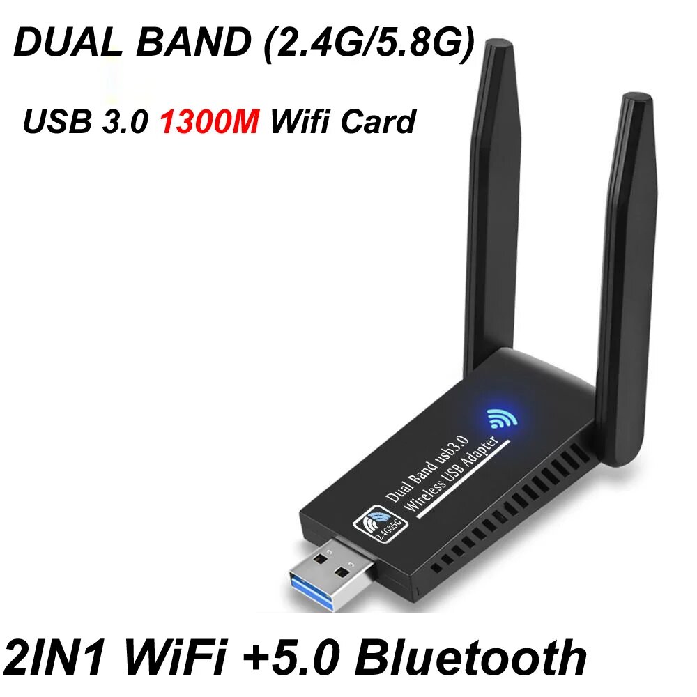 USB 3,0 Wi-Fi Bluetooth 5.0 беспроводная сетевая карта 1300M 802.11ac адаптер AC1300 антенна двухдиапазонный для ноутбука ПК донгл