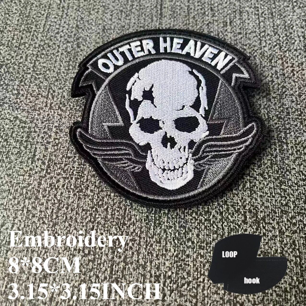 Вышивка Outer Heaven с черепом, 8*8см