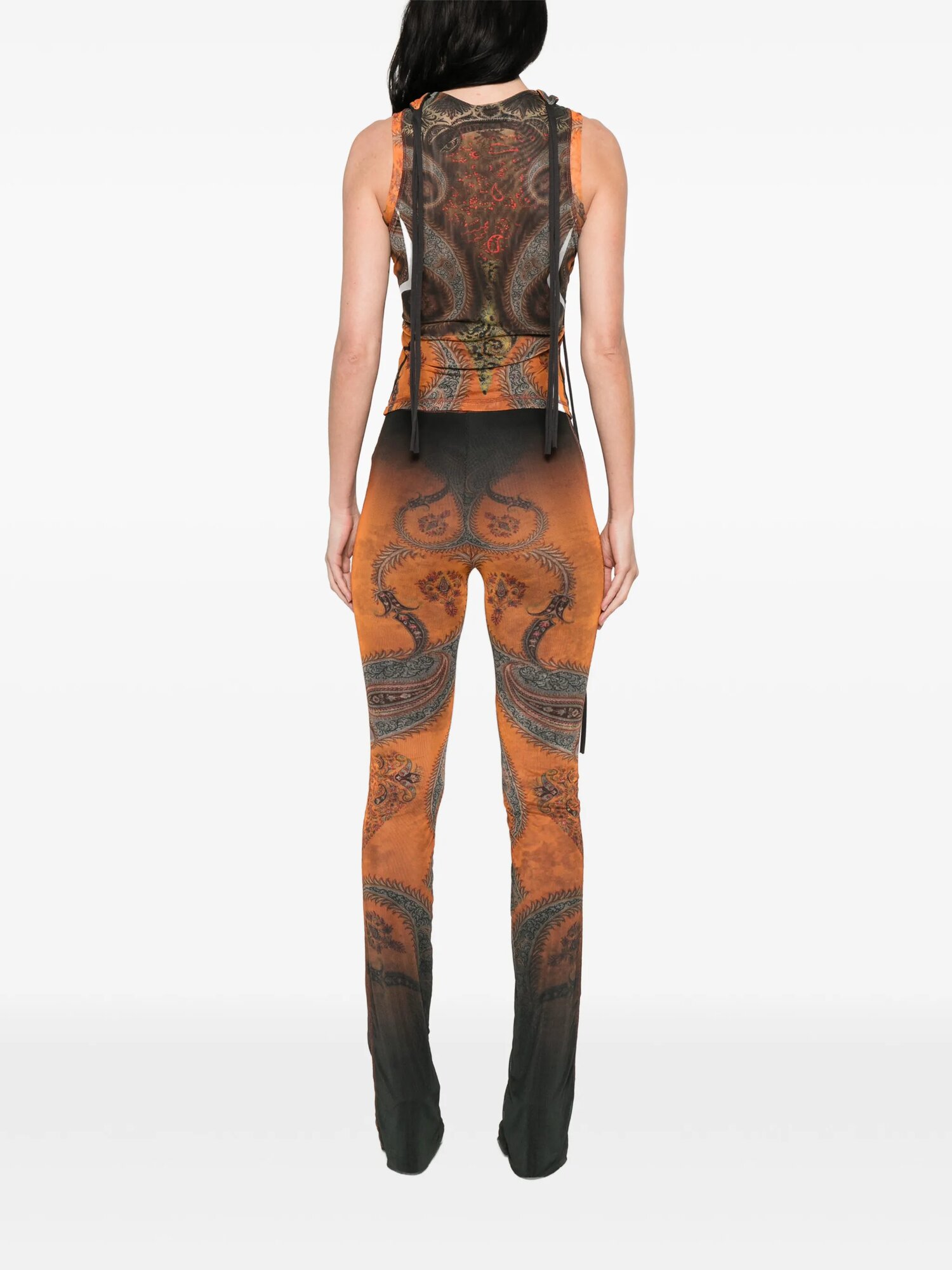 Топ Ottolinger Printed tie-detail top, размер XS, orange — фото 1